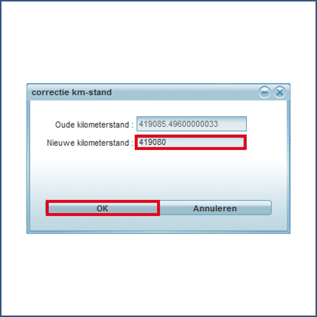 Controleer en corrigeer kilometerstanden. - Rietveld